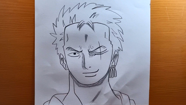 How to draw ZORO Roronoa (One Piece) step by step, easy - draw anime ...