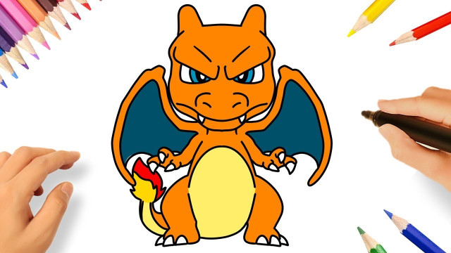 Super fun drawing - Children draw the character Charizard