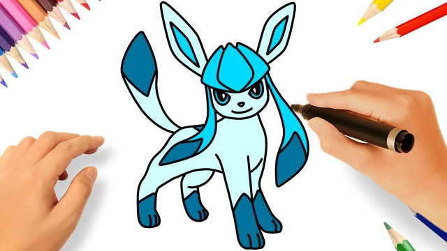 Super simple guide for kids to learn how to draw Glaceon character from ...